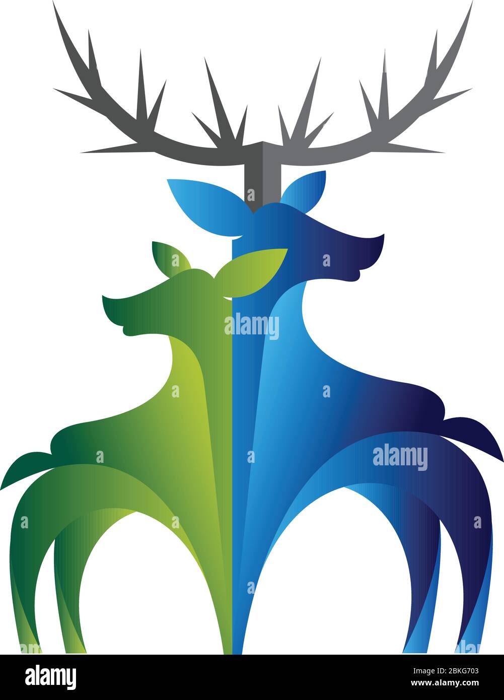 Illustration art of a double deer logo with isolated background Stock ...