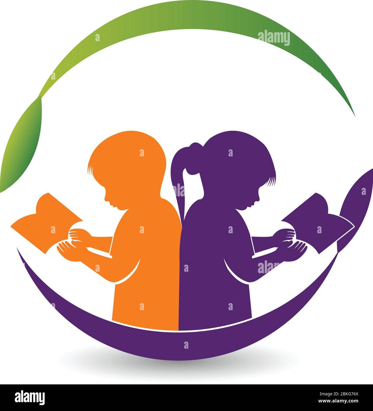 boy and girl reading book logo Stock Vector Image & Art - Alamy