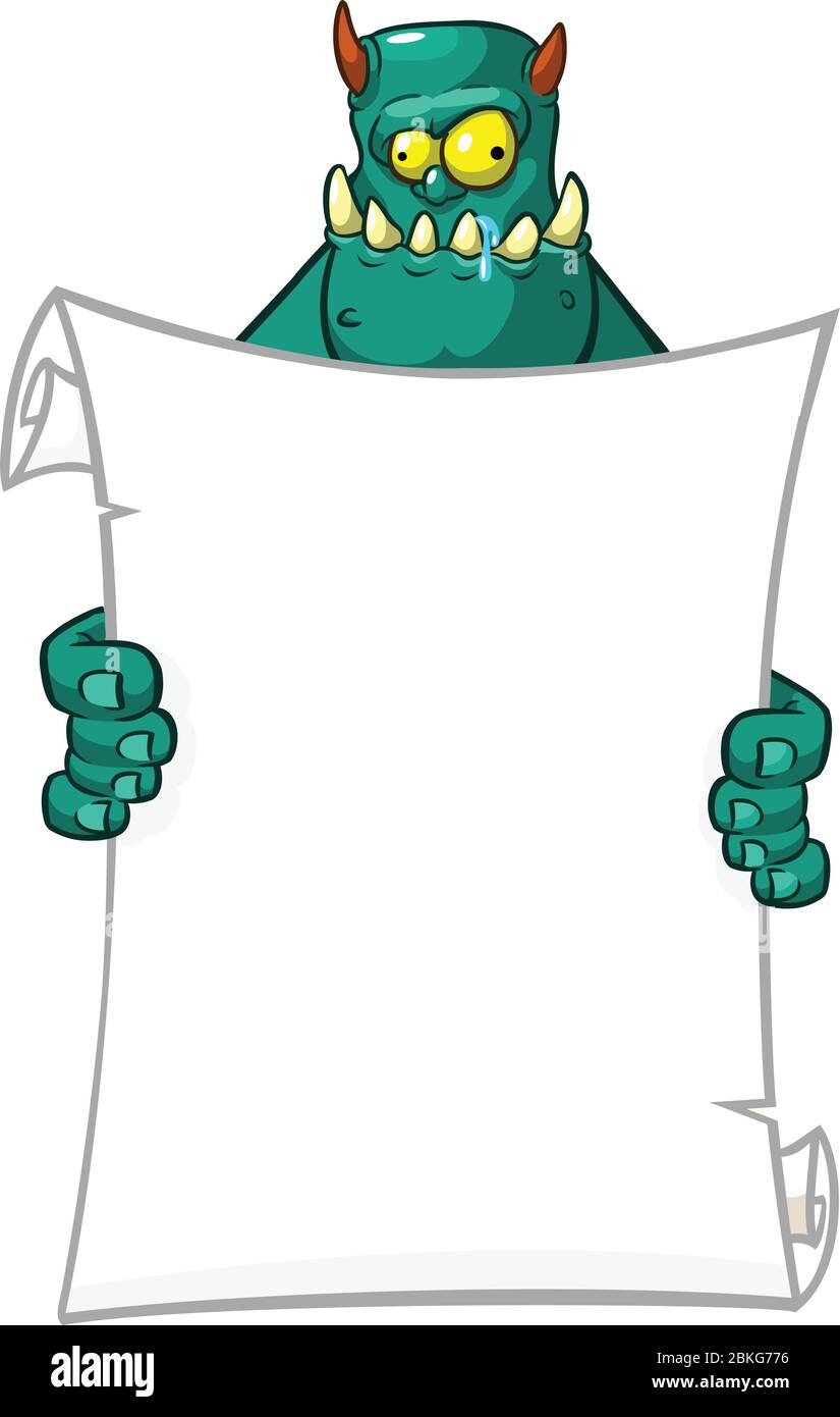 Cartoon zombie holding wooden sign. Halloween design element for banner ...