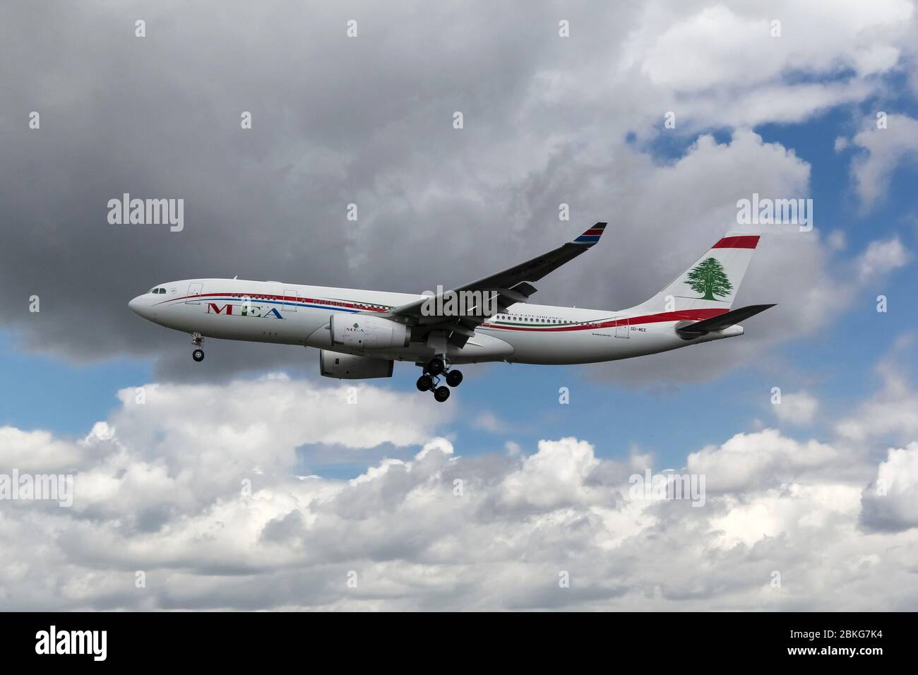 Commercial airplane airbus a330 of MEA Lebanon Airlines landing at the ...