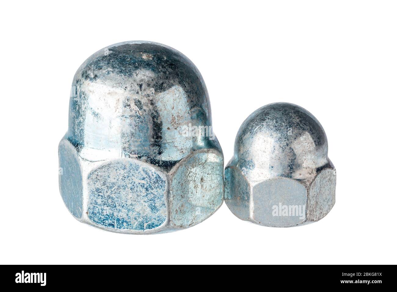Metal nuts isolated on white background. Close up Stock Photo - Alamy