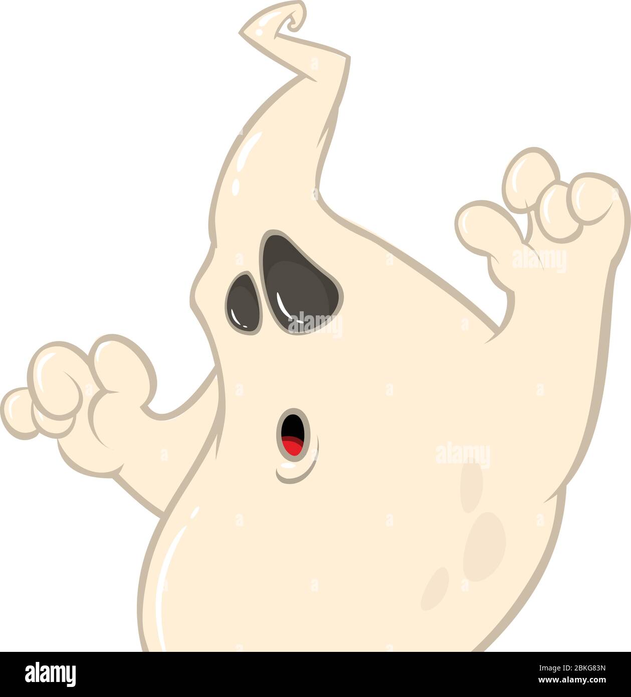 Funny cartoon ghost character smiling. Halloween illustration of scary ...
