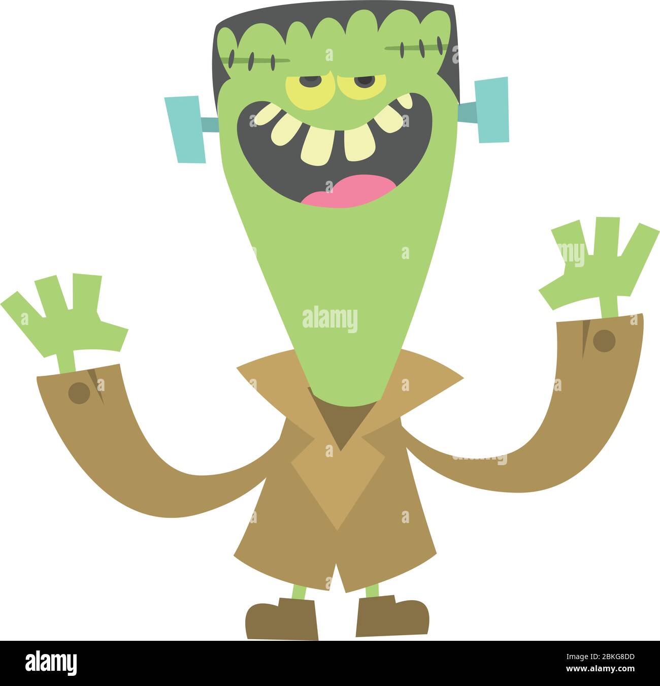 Cartoon funny green zombie. Halloween vector illustration of zombie ...
