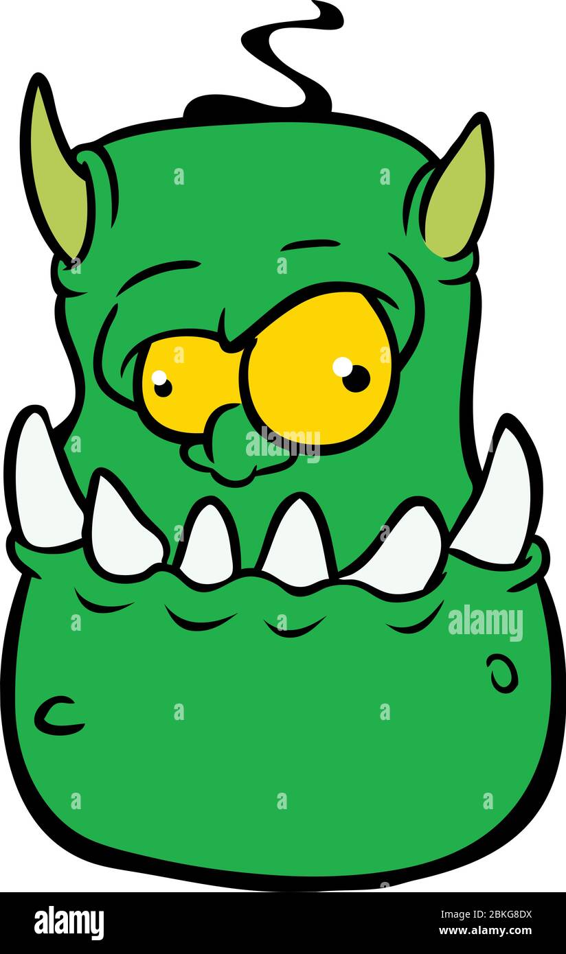 Angry cartoon monster demon character outlines. Halloween illustration ...