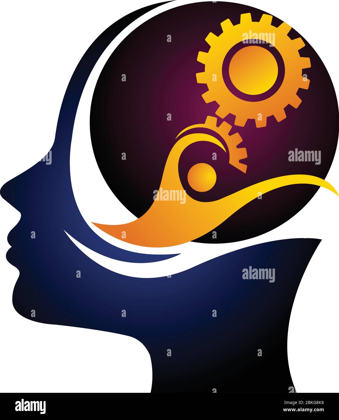 Illustration art of a mind gear logo with isolated background Stock ...