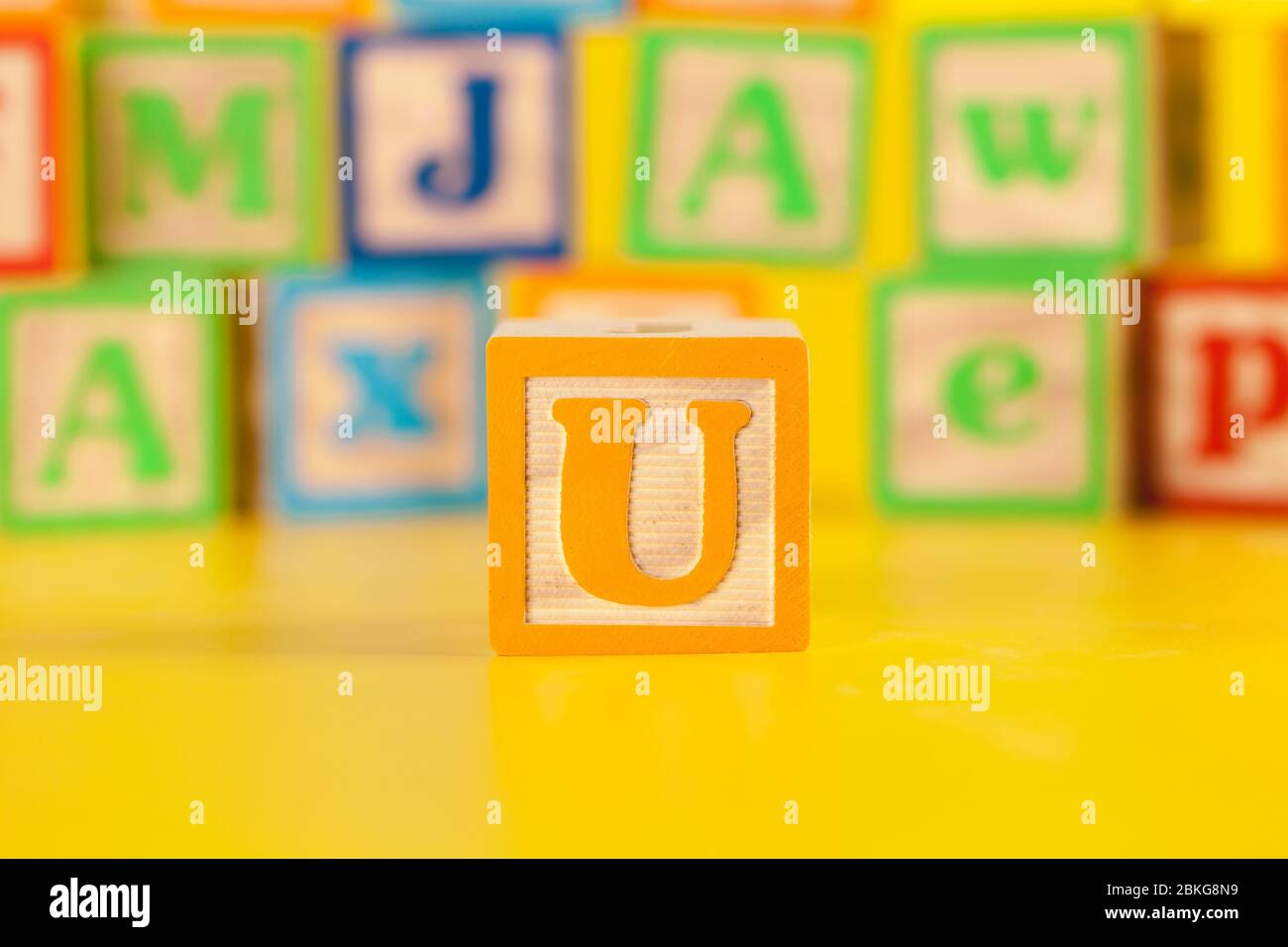 Photograph of colorful Wooden Block Letter U Stock Photo - Alamy
