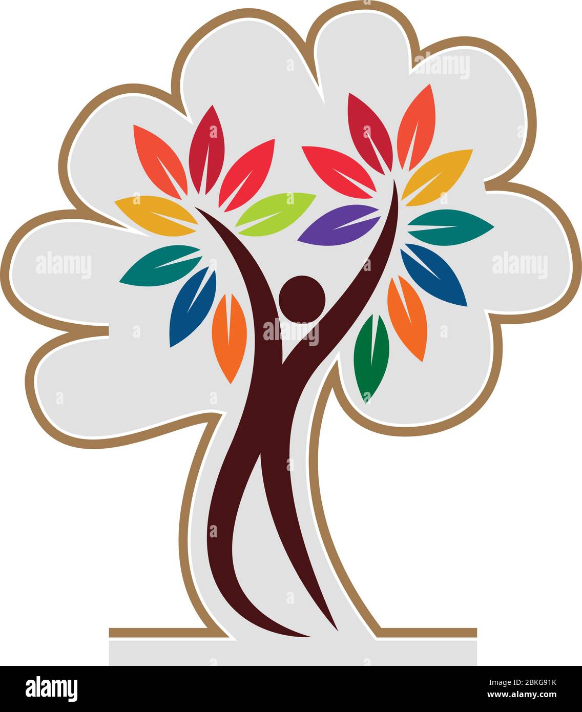 Illustration art of a tree man logo with isolated background Stock ...