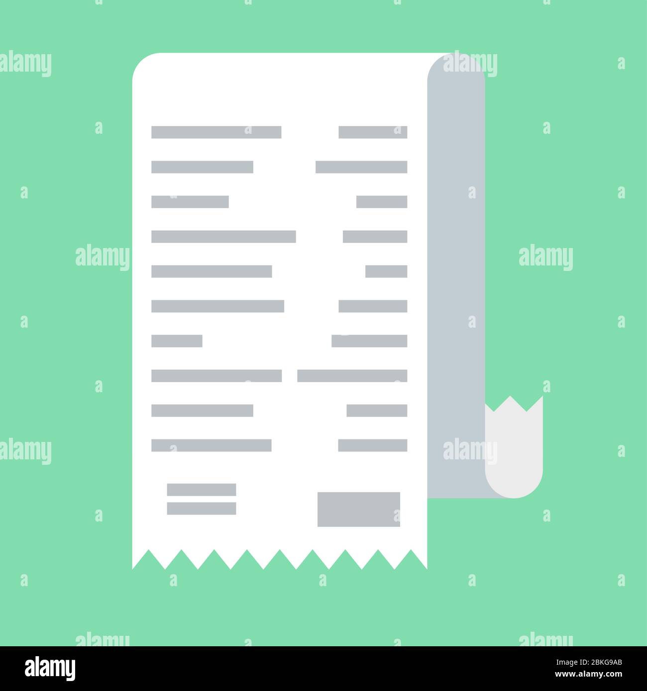 Receipt vector icon in a flat style isolated on a colored background ...