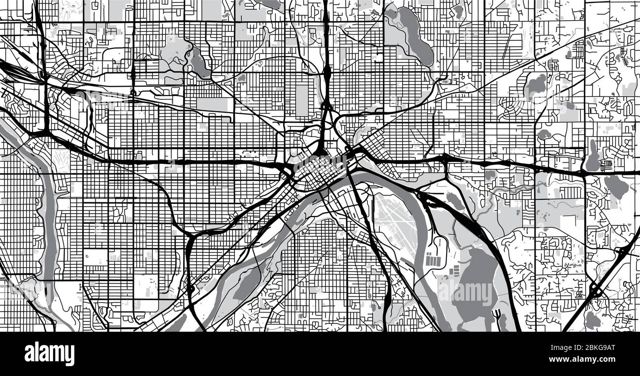 Urban vector city map of St Paul, USA. Minnesota state capital Stock ...