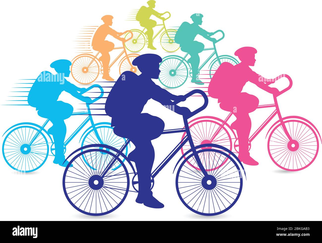 Illustration art of a group of cyclists racing with isolated background ...