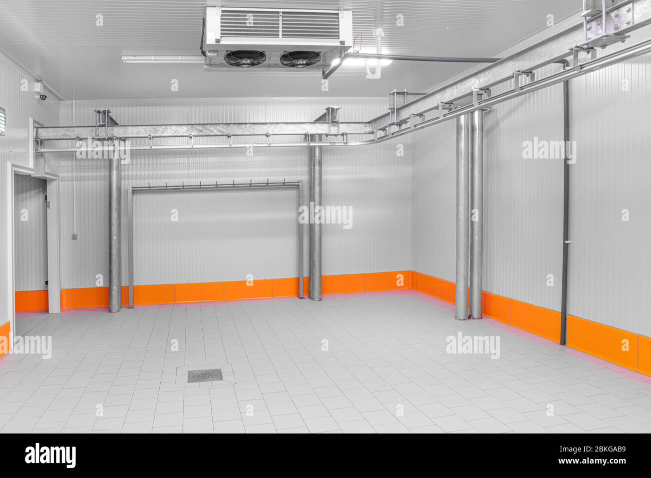 Refrigeration chamber for food storage. Warehouse freezer, Cold storage ...