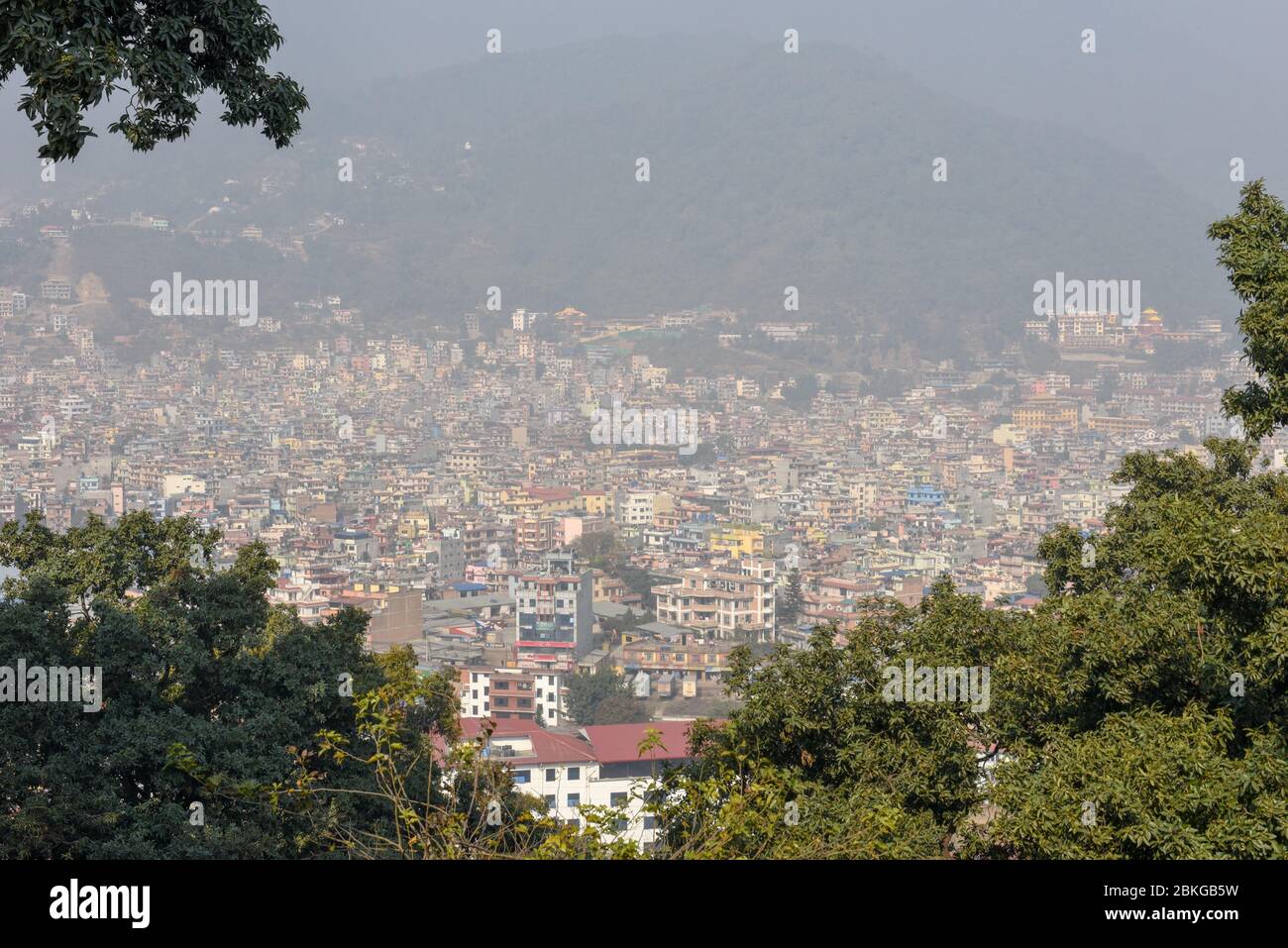 Cityscape of Kathmandu city from the hill of Swayambhunath temple Stock ...