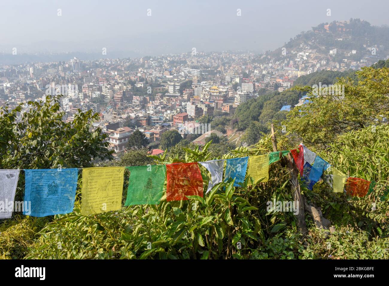 Cityscape of Kathmandu city from the hill of Swayambhunath temple Stock ...