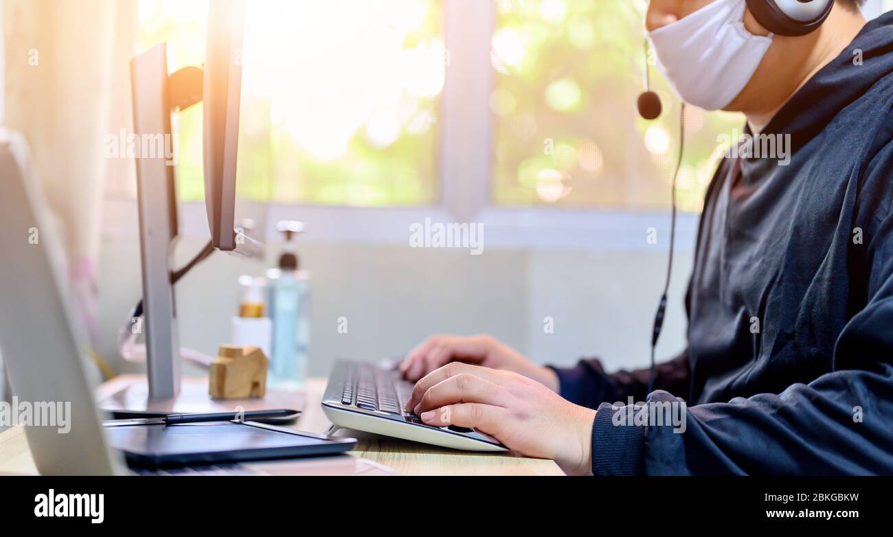 Work from home (WFH). Lock down and Self-quarantine at home. Social ...