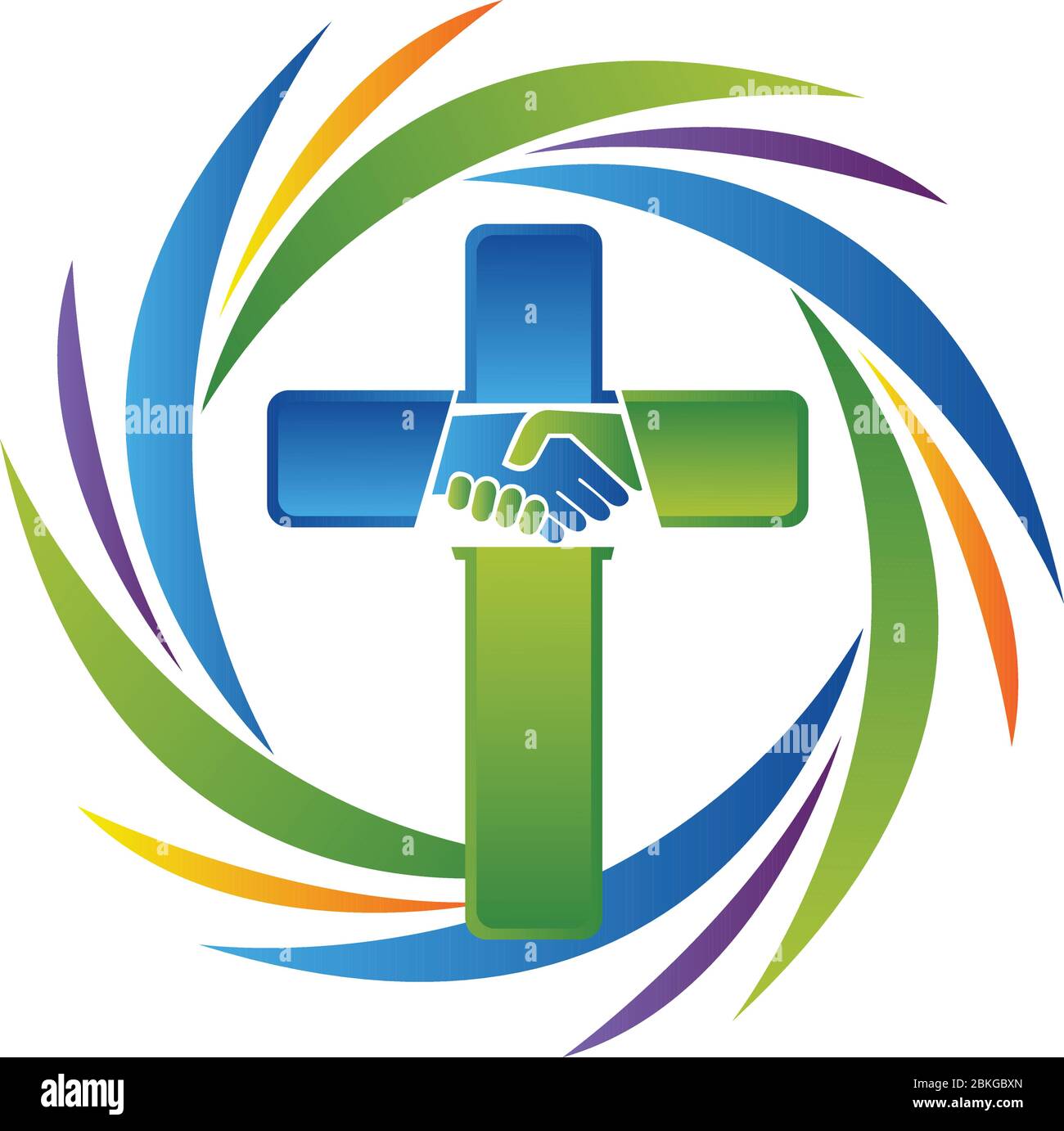 Illustration art of a care cross handshake logo with isolated ...