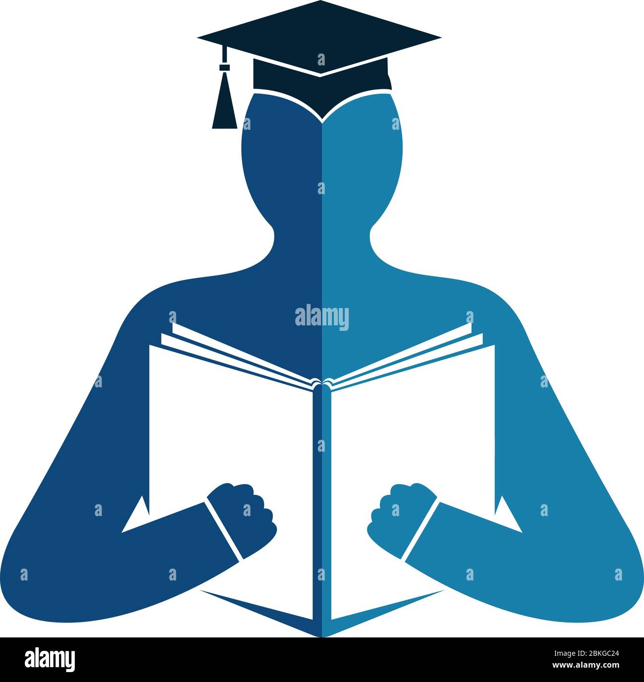 Illustration art of a human reading book logo with isolated background ...
