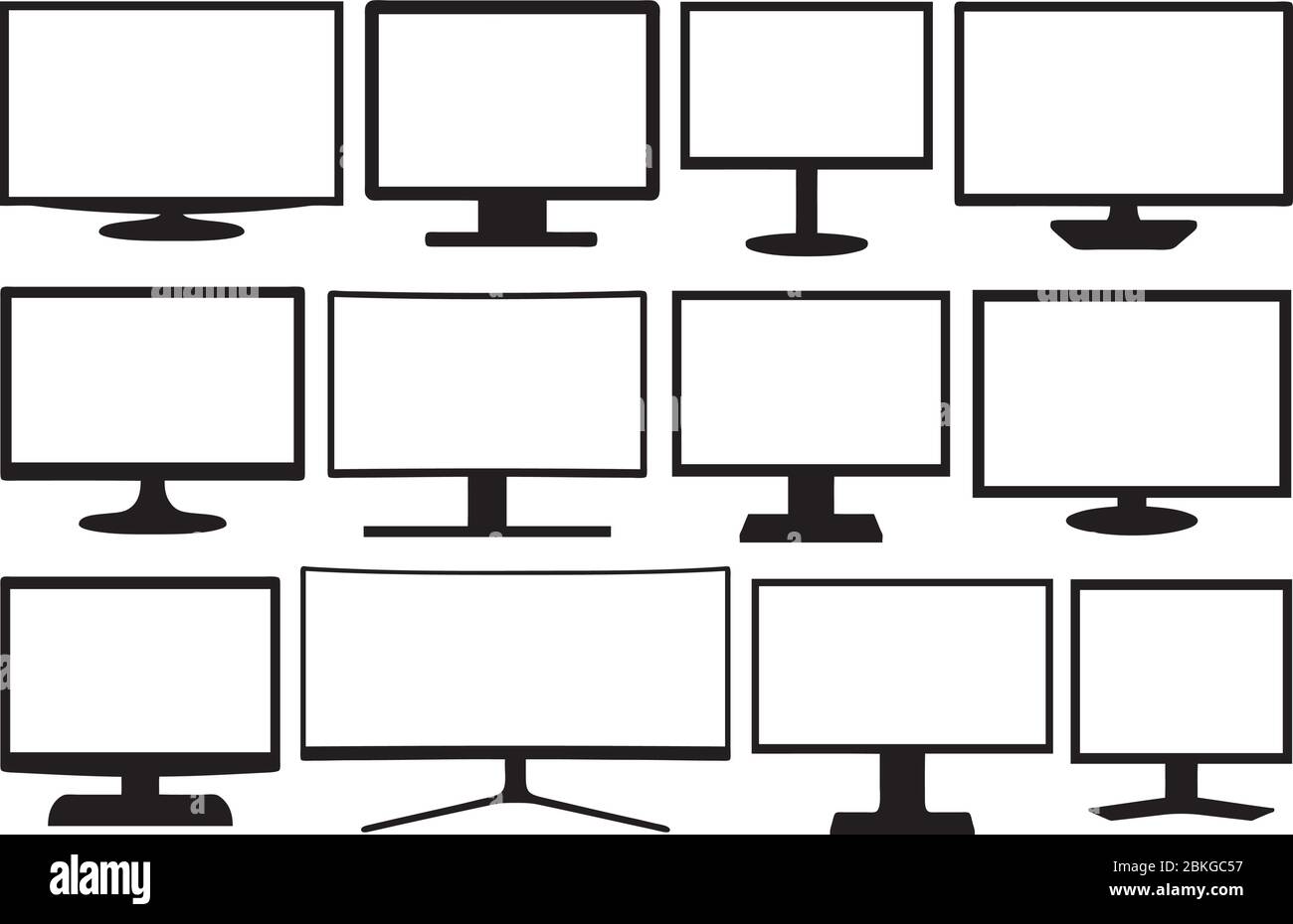 Illustration of different tv's and monitors isolated on white Stock ...