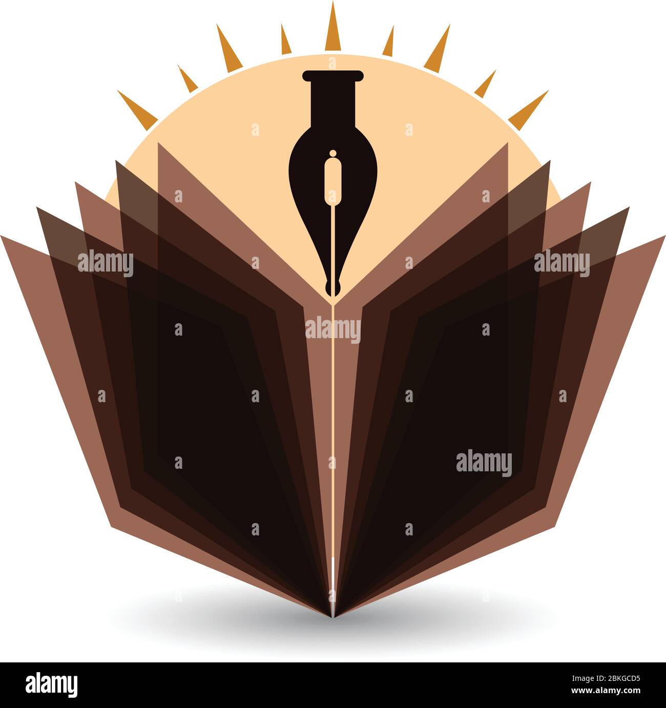 Illustration art of a bright pen and book icon with isolated background ...