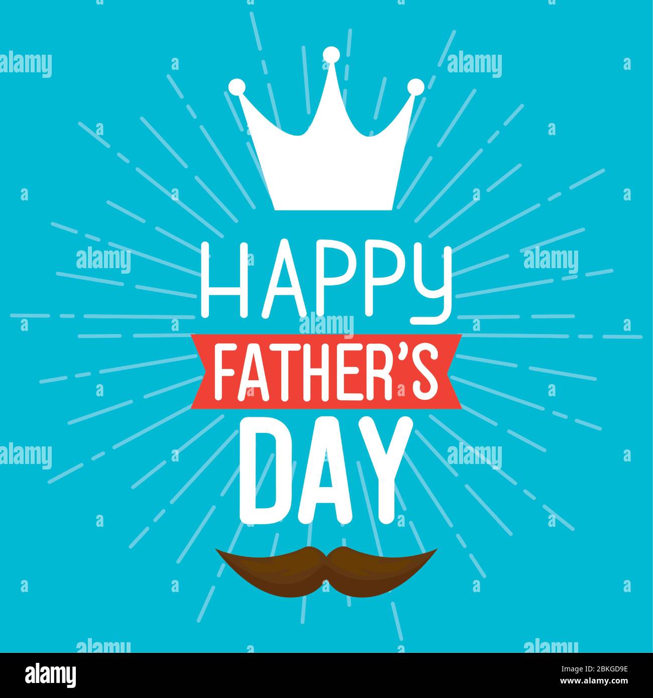 happy fathers day card with king crown and moustache decoration Stock ...