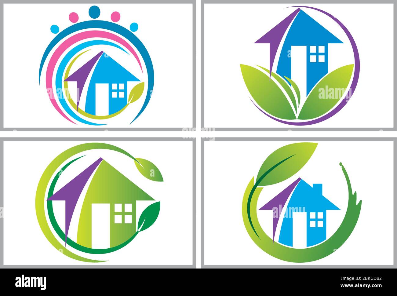 Leaf home logos Stock Vector Images - Alamy
