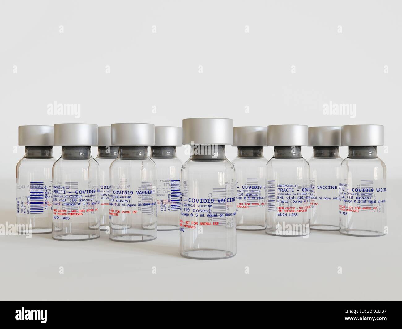 Group of Vaccines Vials for COD-19 or Coronavirus frontal close-up view ...