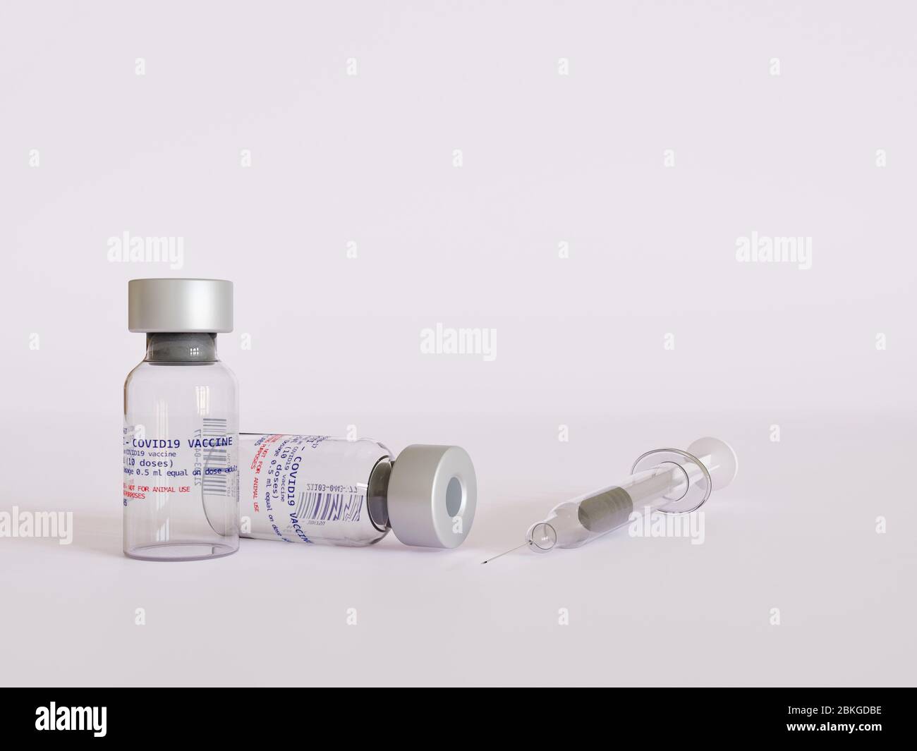 Vaccine Vials for Codiv-19 or Coronavirus with a syringe in studio set ...