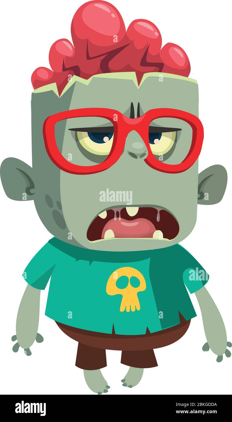 Cartoon smart zombie wearing eyeglasses. Halloween vector illustration ...