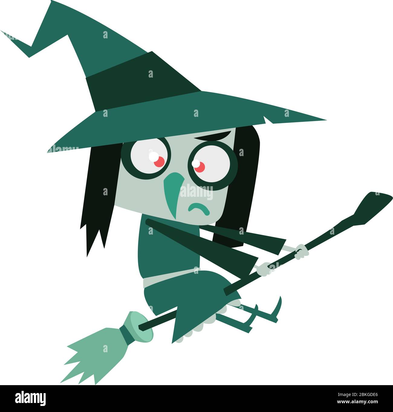 Cartoon cute witch flying on her broom. Vector illustration Stock ...
