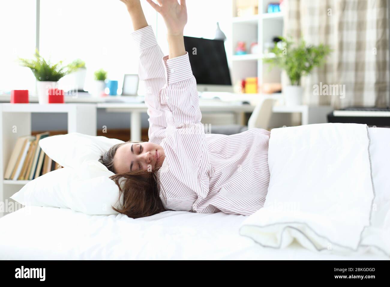 Dreaming woman concept bed hi-res stock photography and images - Alamy