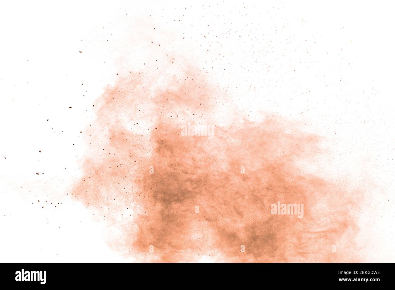 Freeze motion of brown powder exploding. Abstract design of brown dust ...
