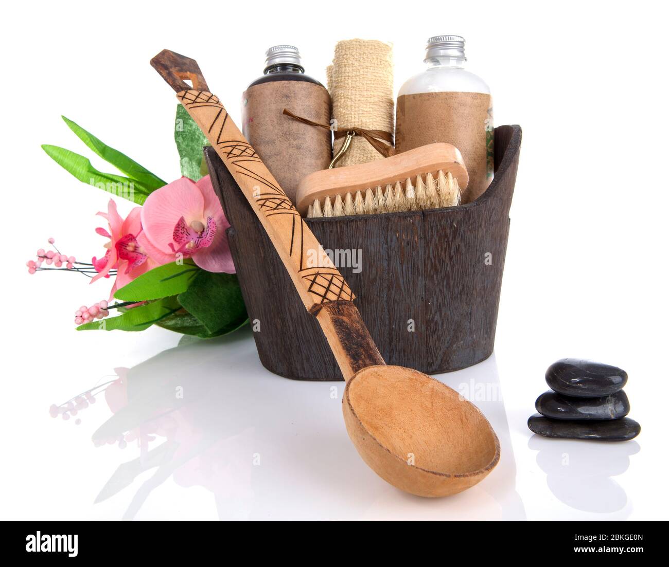 Scenery with wellness objects over white background Stock Photo - Alamy