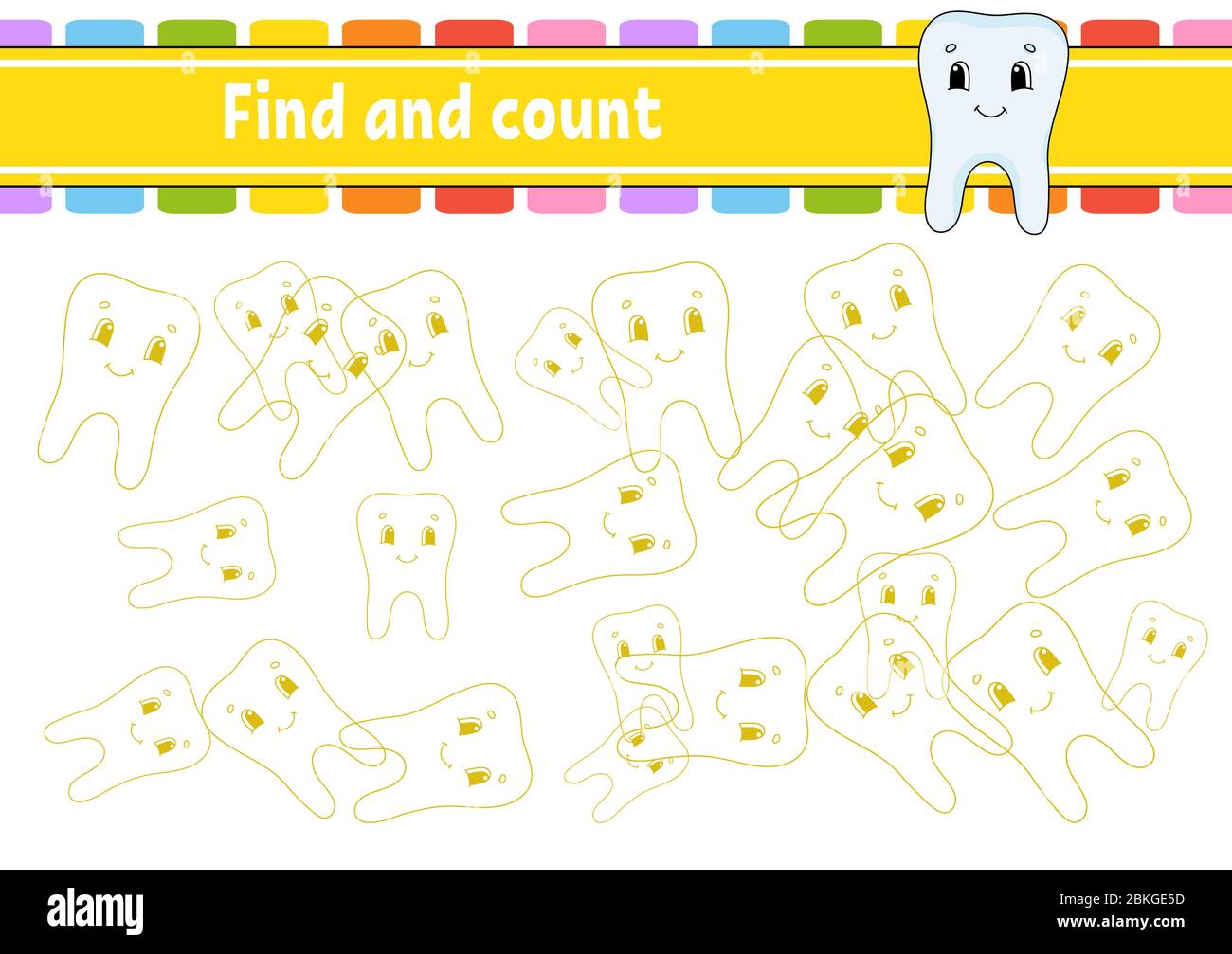 Find and count. Healthy tooth. Education developing worksheet. Activity ...