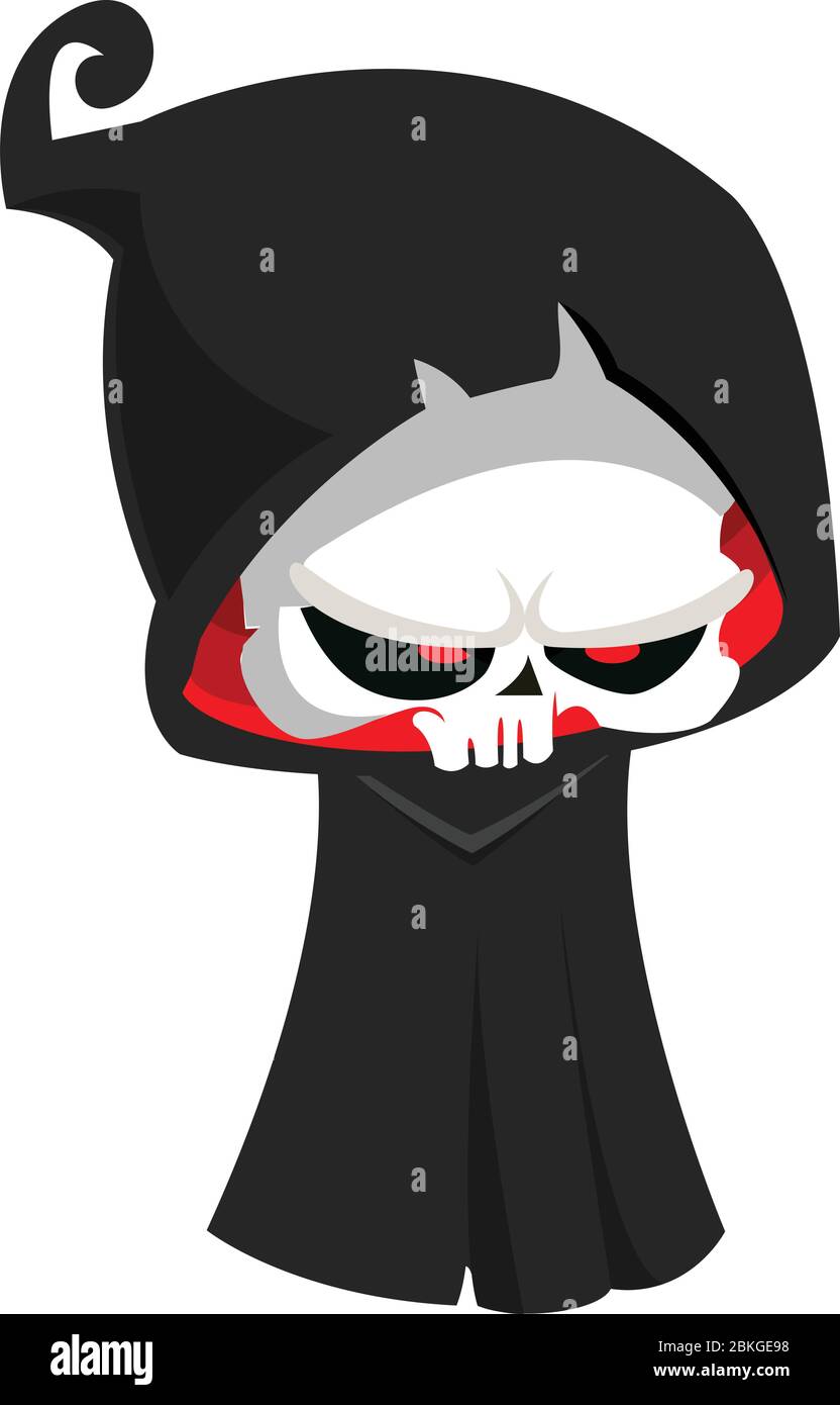 Angry cartoon grim reaper flying. Halloween death character ...