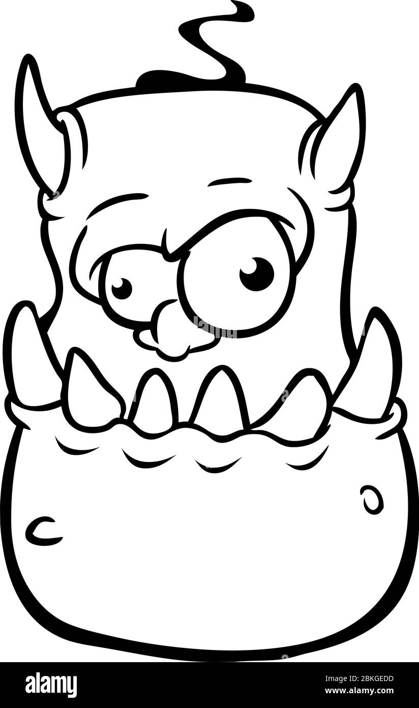 Angry cartoon monster character outlines. Coloring book. Halloween ...