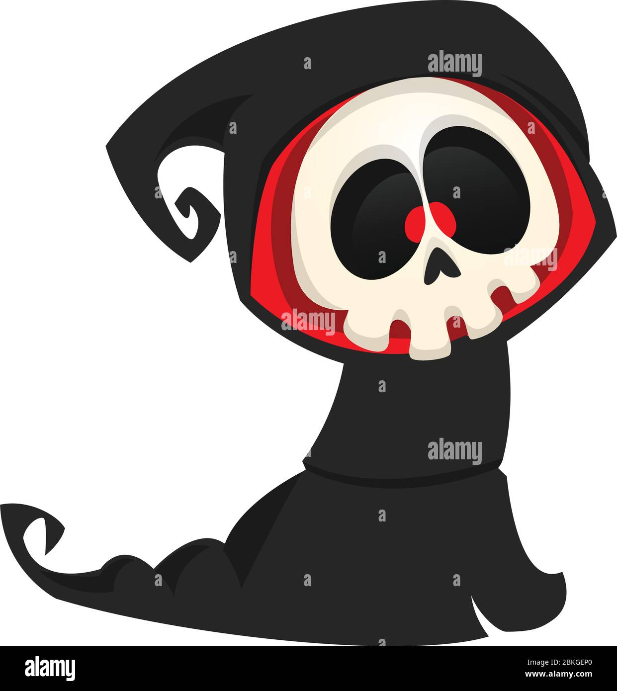 Angry cartoon grim reaper flying. Halloween death character ...