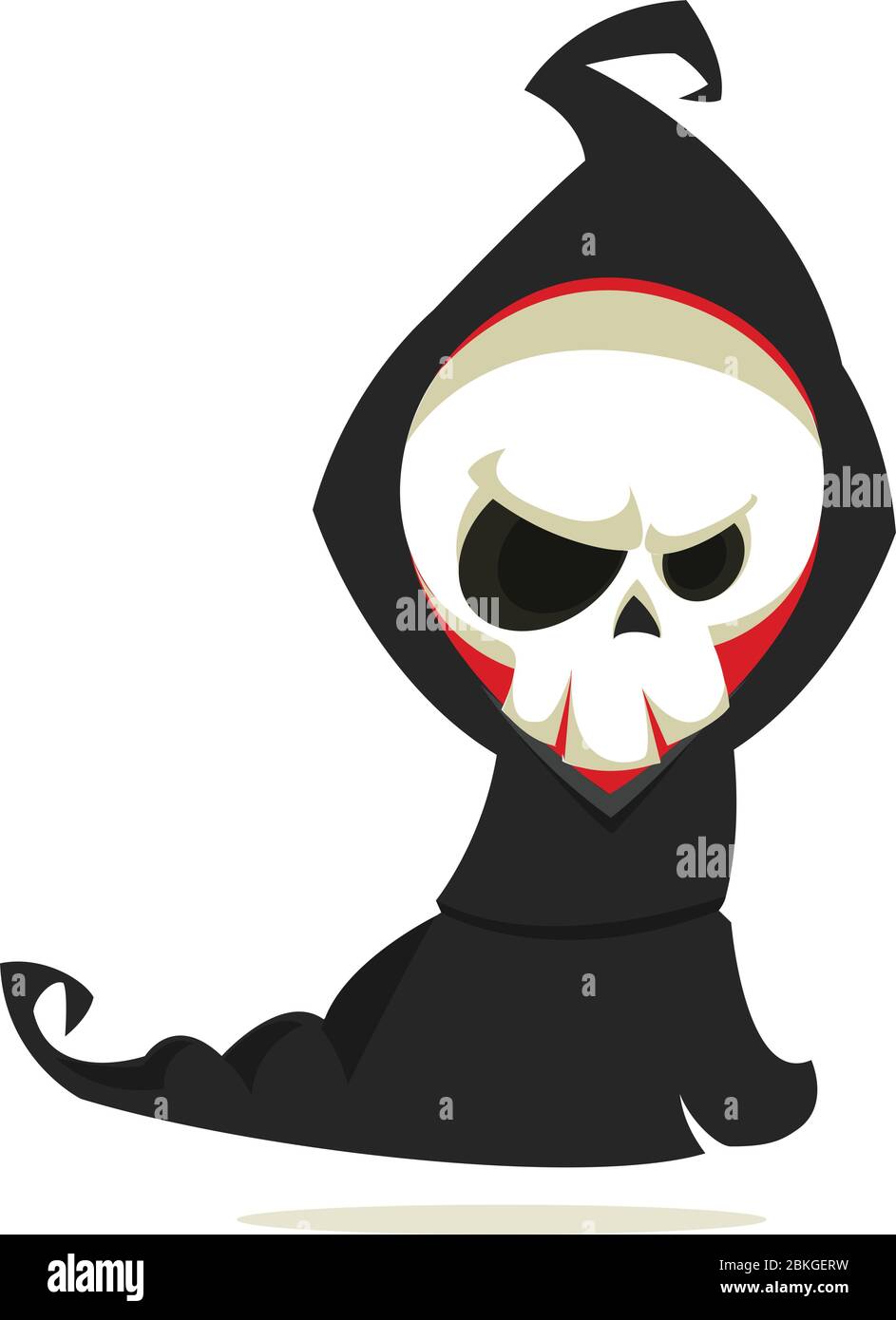 Angry cartoon grim reaper flying. Halloween death character ...