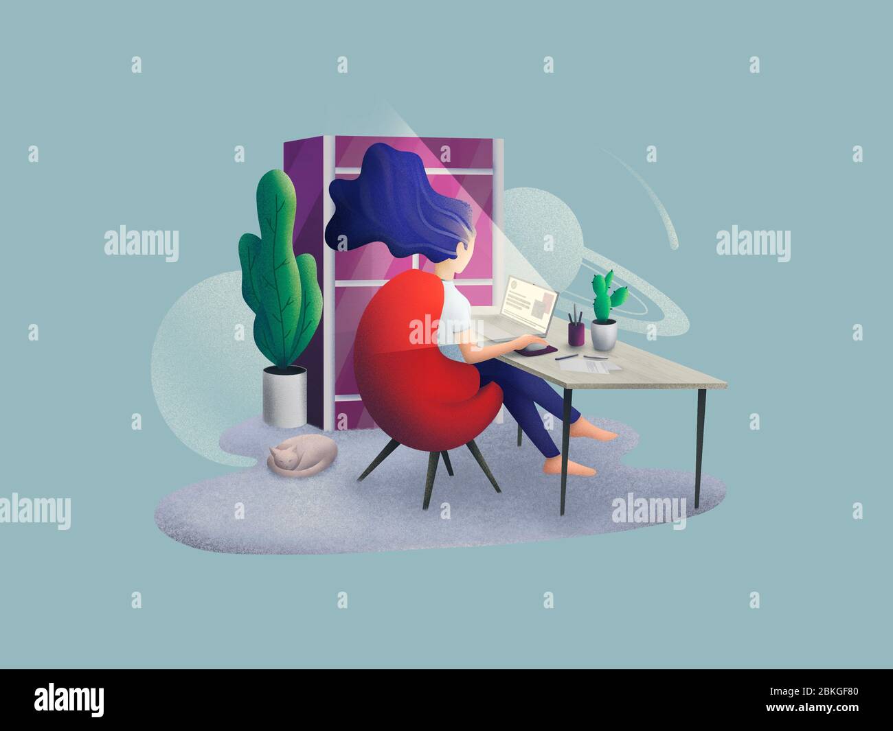 Freelance daily routine. Remote working online Stock Photo - Alamy