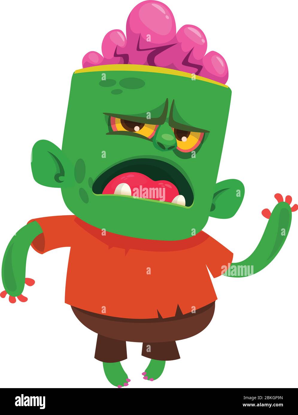 Cartoon funny green zombie. Halloween vector illustration of zombie ...