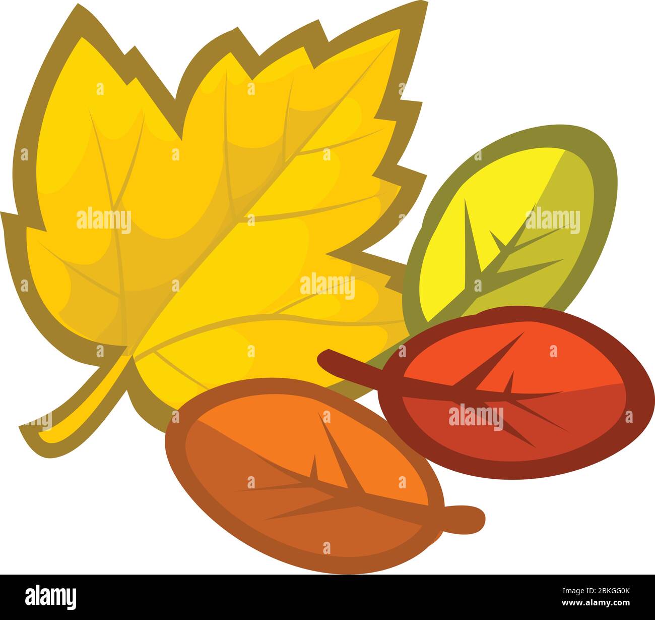 Cartoon autumn leaves illustration. Design for stickers or logo Stock ...