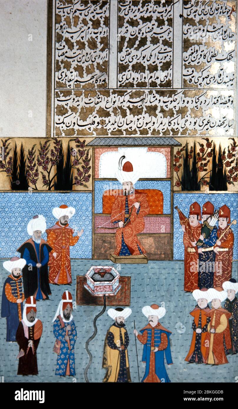 Sultan Orhan presents a bow to the Egyptian ambassador Stock Photo - Alamy