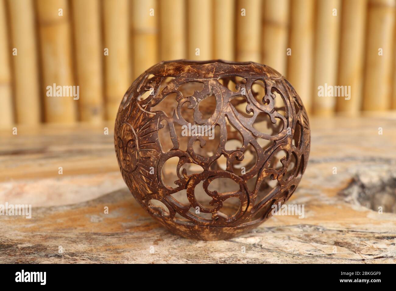 Carved Coconut Shell Crafts Indigenous People Stock Photo, 60% OFF