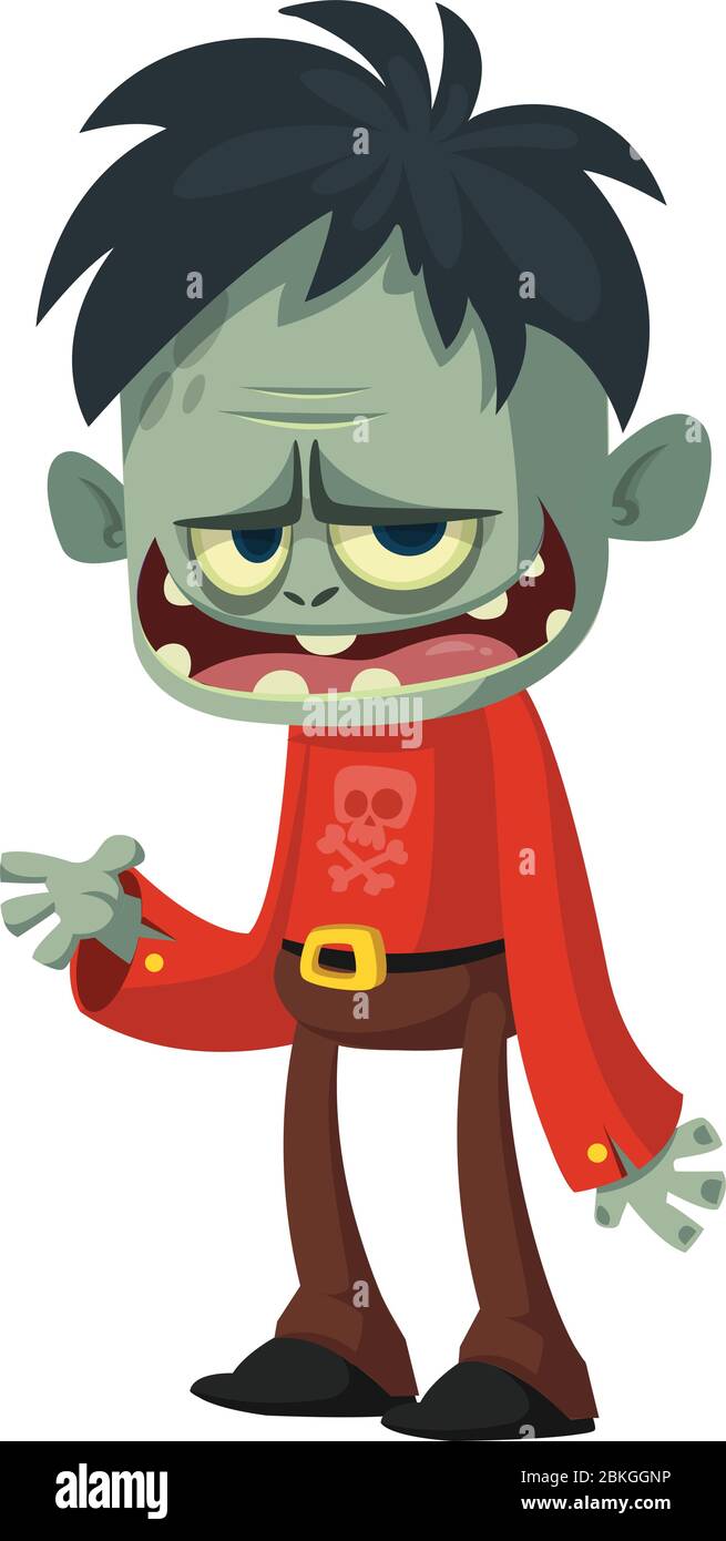 Cartoon funny green zombie. Halloween vector illustration of zombie ...