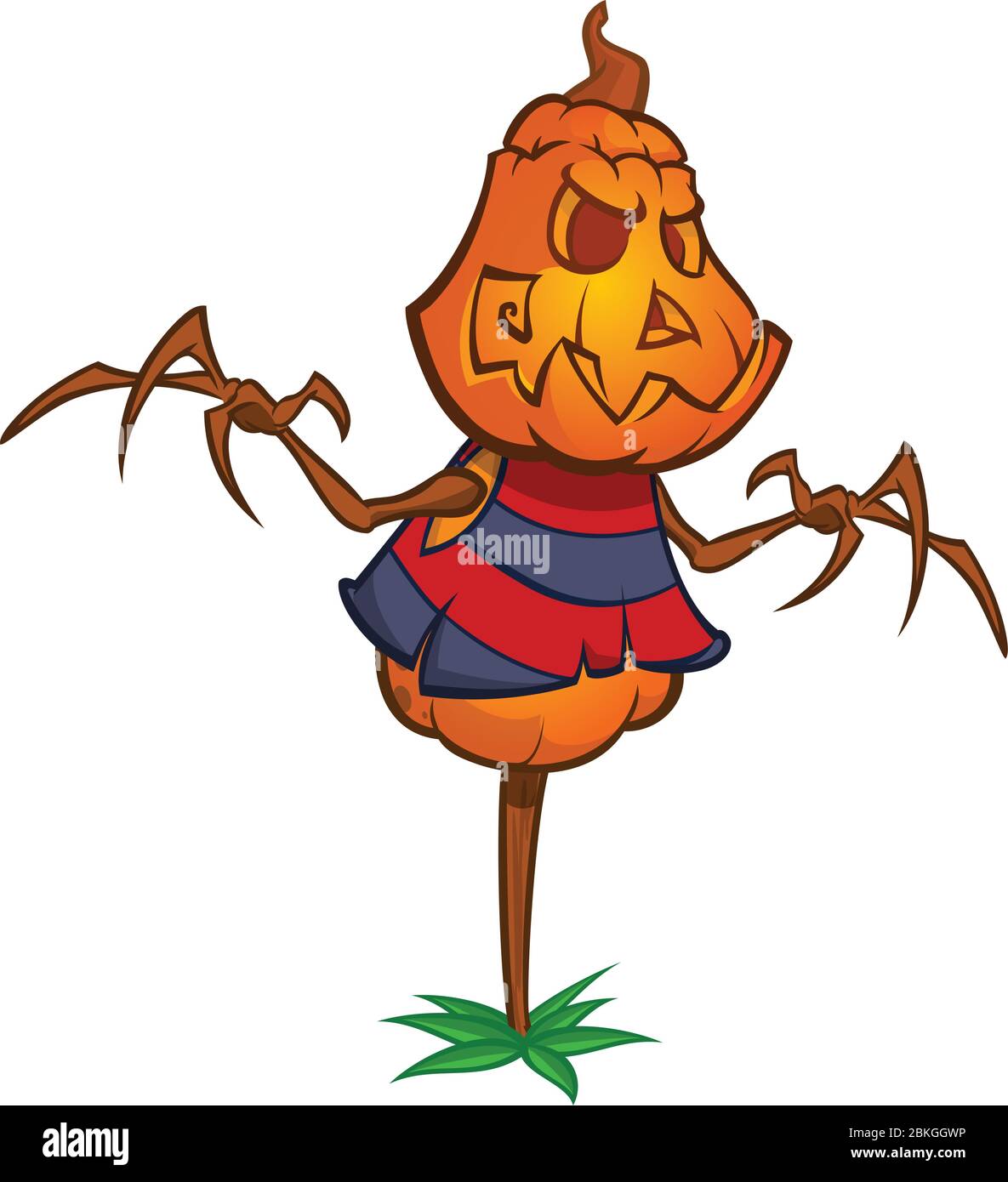 Halloween cartoon scarecrow dummy with pumpkin head. Vector jack-o ...