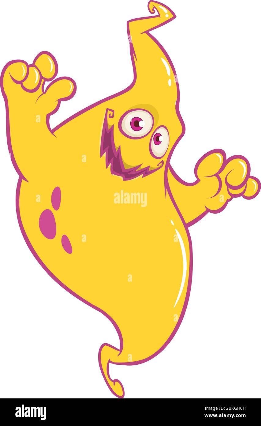 Funny cartoon ghost character smiling. Halloween illustration of scary ...
