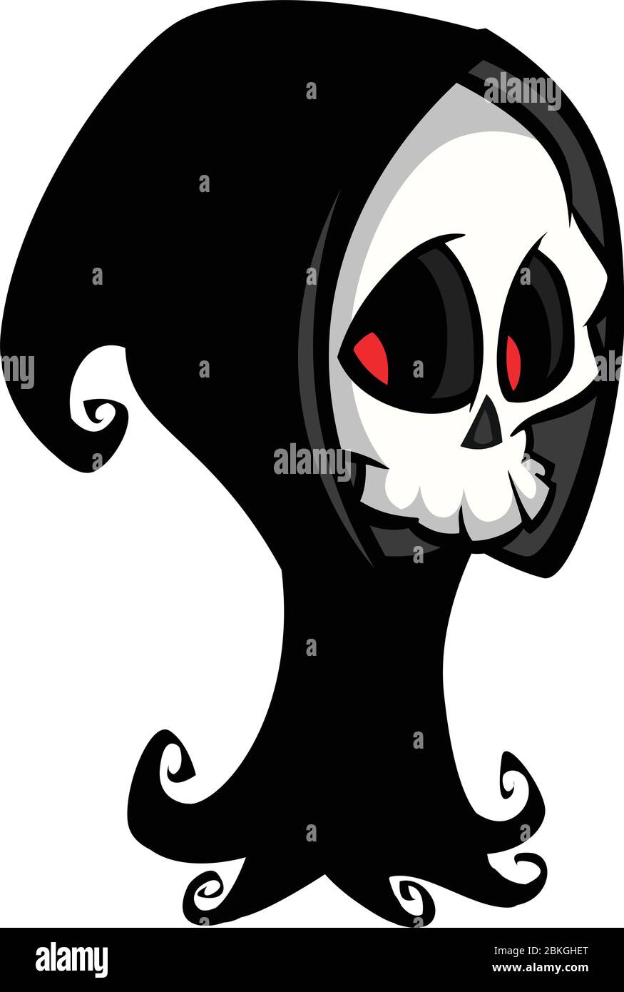 Cute cartoon grim reaper. Halloween death character illustration Stock ...