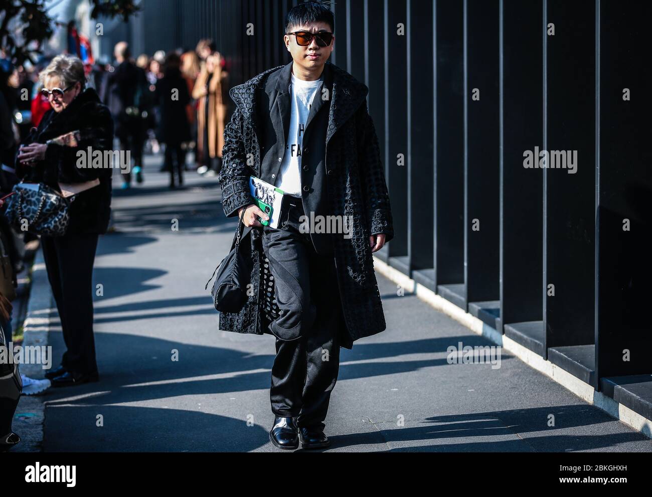 MILAN, Italy- February 19 2020: Declan Chan on the street during the ...