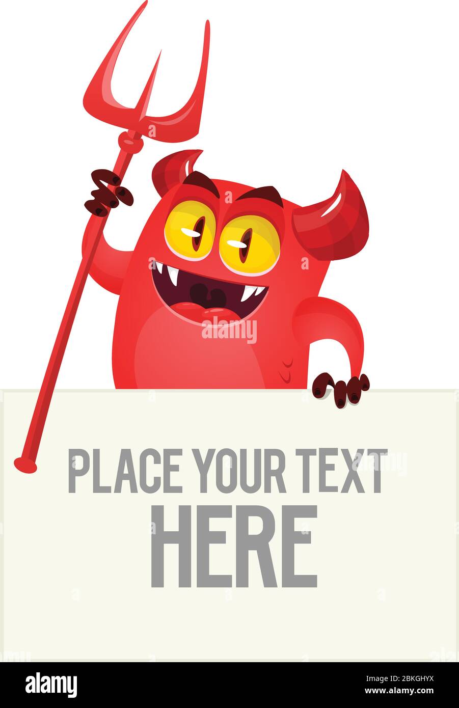 Red devil hand holding white sheet. Satan holds and signboard Stock ...