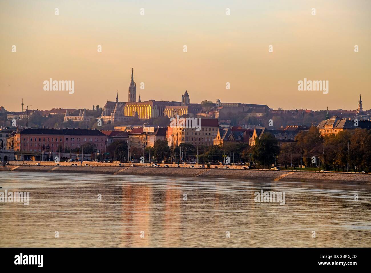 Budapest skyline (Buda featuring Buda Castle) from the Danube River ...