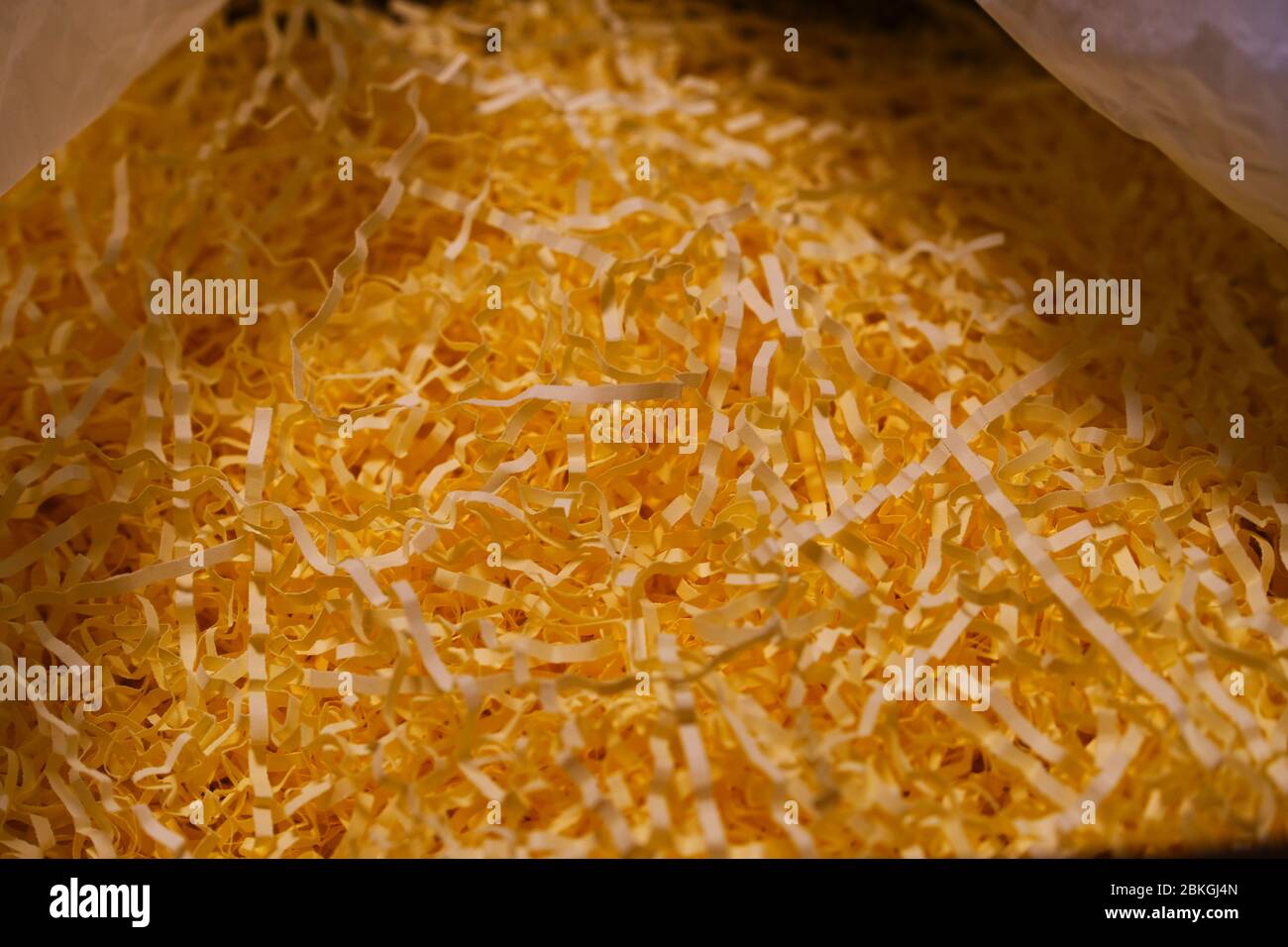 Shredded Paper Packing Material . Yellow color. Delivery, mail service ...
