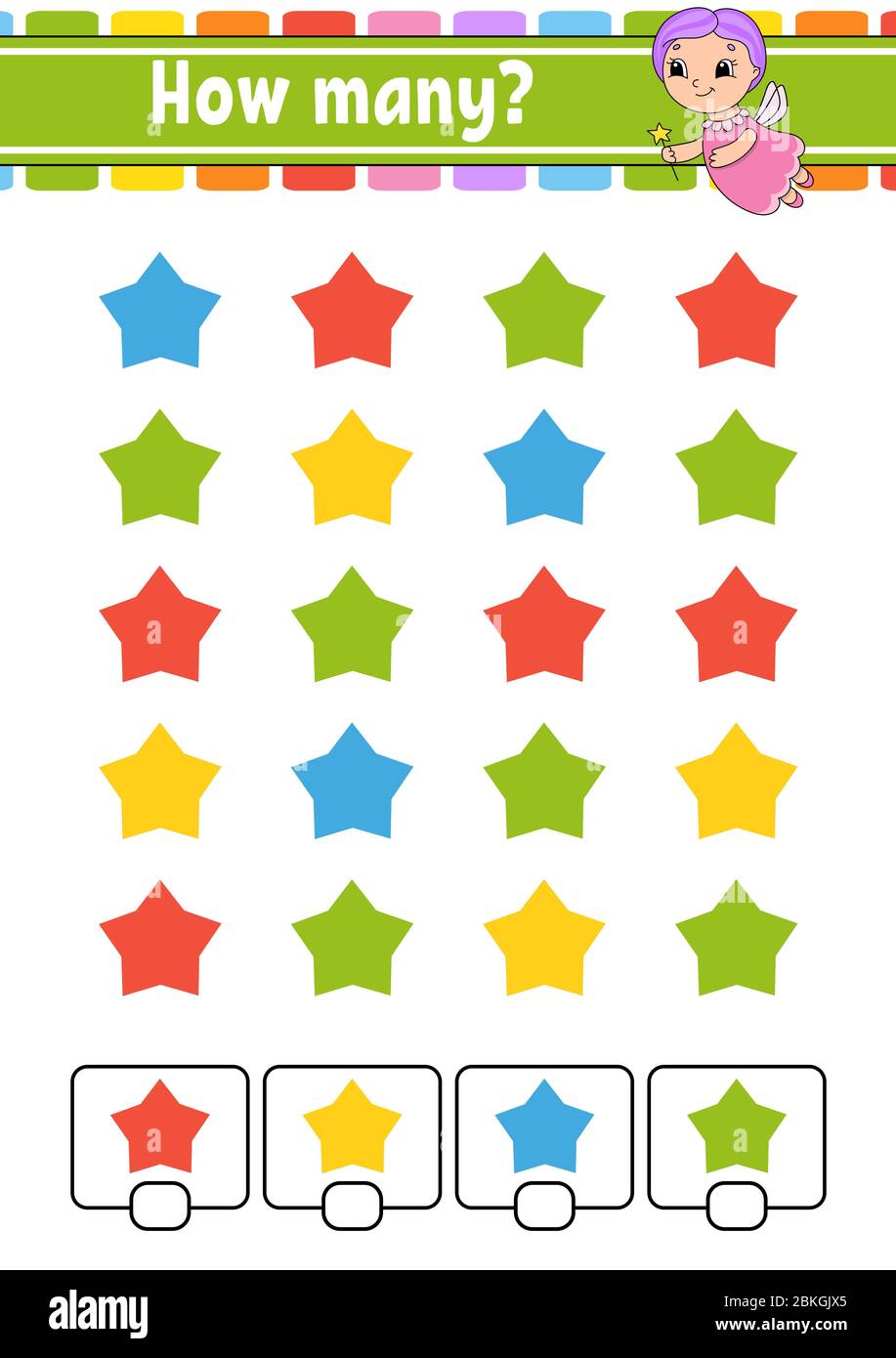 Counting game for children. Happy characters. Learning mathematics. How ...